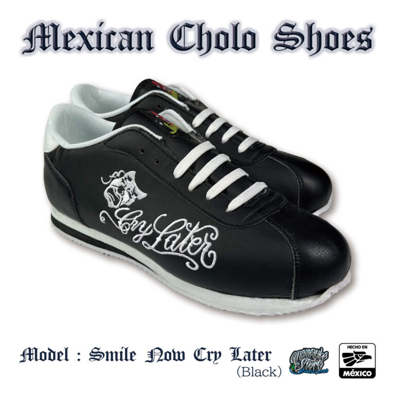 35%OFF【Mexican Cholo Shoes】Smile Now Cry Later スニーカー Black メキシコ産 Cortez ...