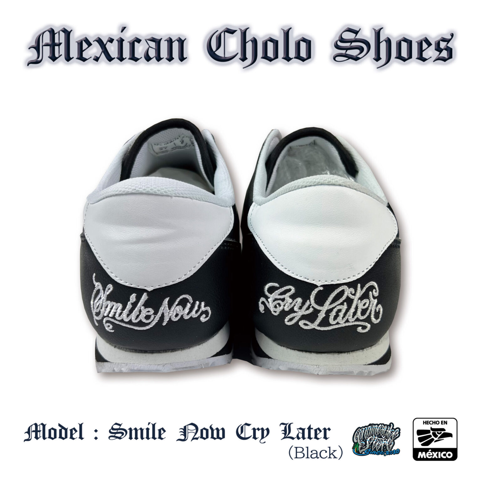 35%OFF【Mexican Cholo Shoes】Smile Now Cry Later スニーカー Black メキシコ産 Cortez ...