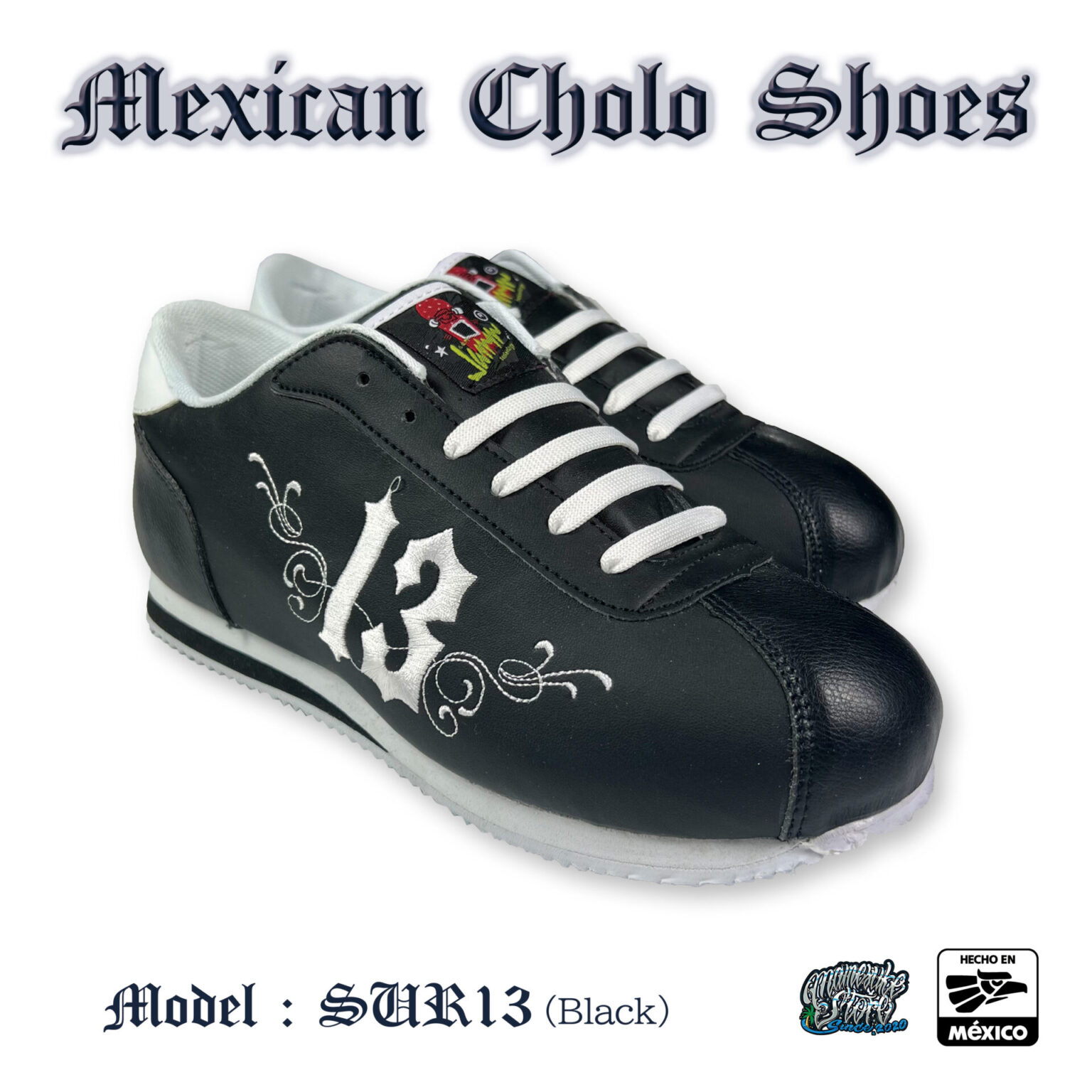 35%OFF【Mexican Cholo Shoes】SUR13 Black 黒 スニーカー メキシコ産 Cortez コルテッツ ...