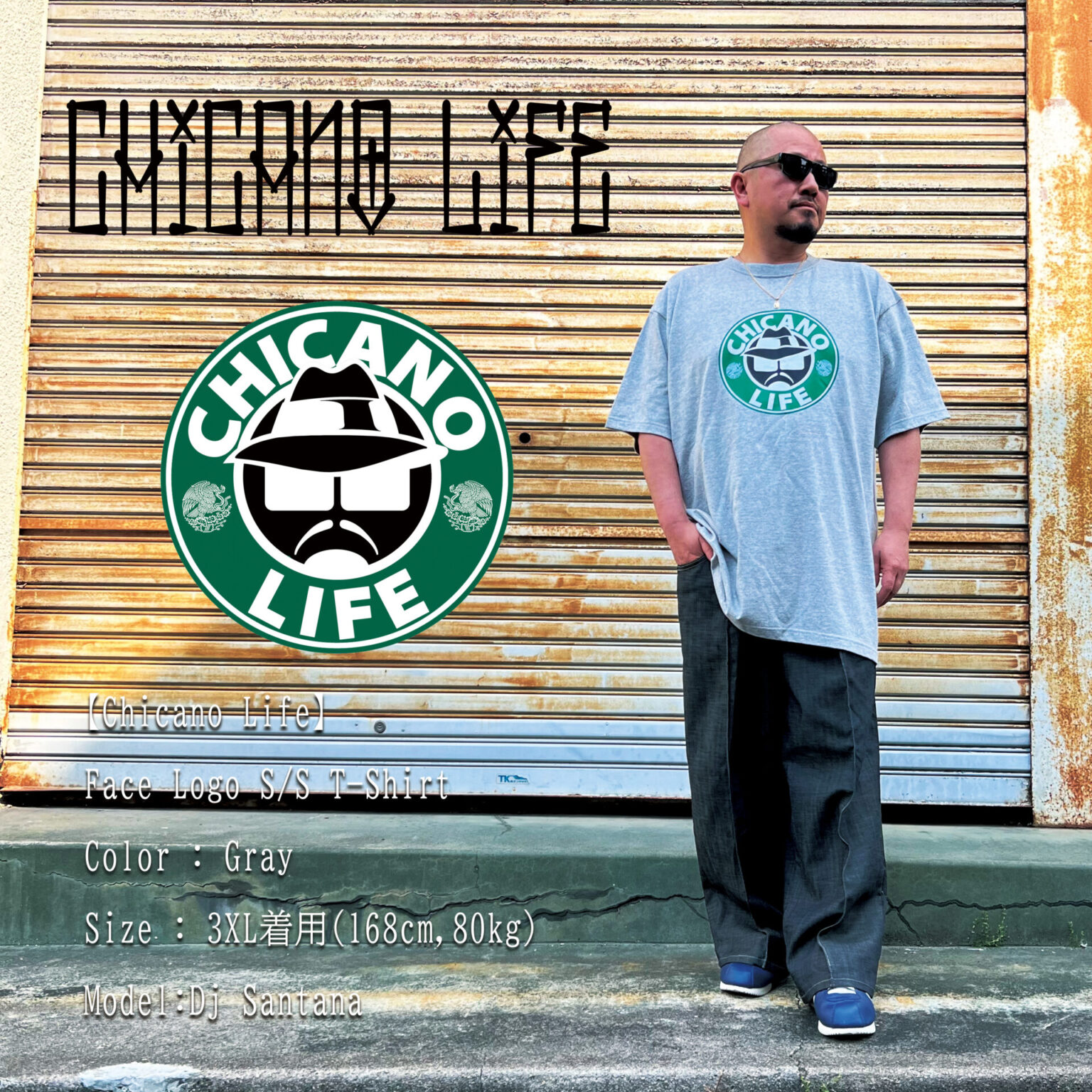 【Chicano Life】Face Logo S/S T-Shirt Gray グレー チカーノライフ DJSantana chicano ...